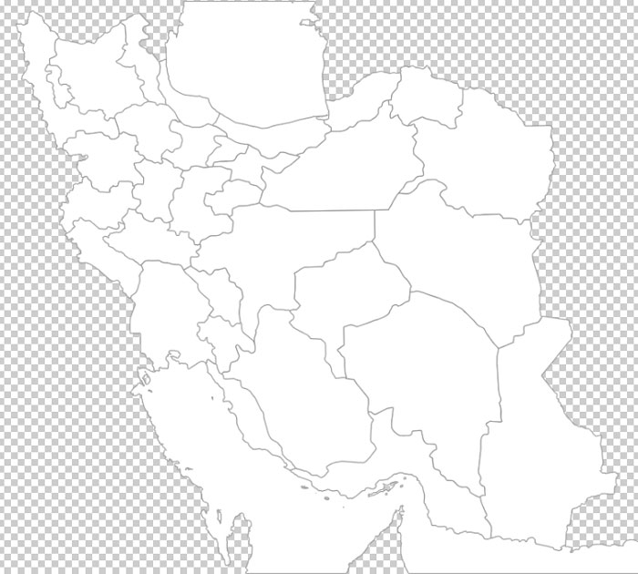 نقشه خام ایران به تفکیک استانی، دریا، دریاچه لایه باز Psd